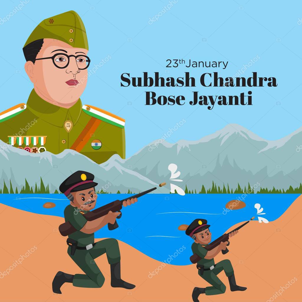 Netaji subhash chandra bose jayanti banner plantilla de diseño. 2022