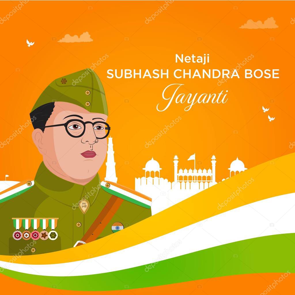 Netaji subhash chandra bose jayanti banner plantilla de diseño. 2022