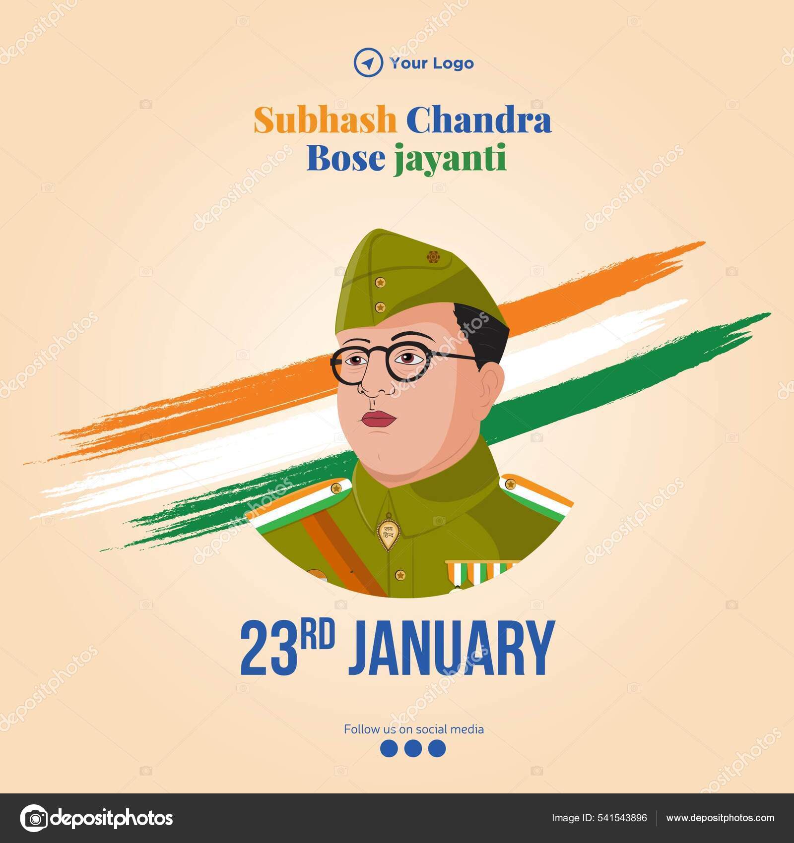Subhash Chandra Bose Jayanti Banner Plantilla Diseño Vector de stock por ©F1Digitals 541543896