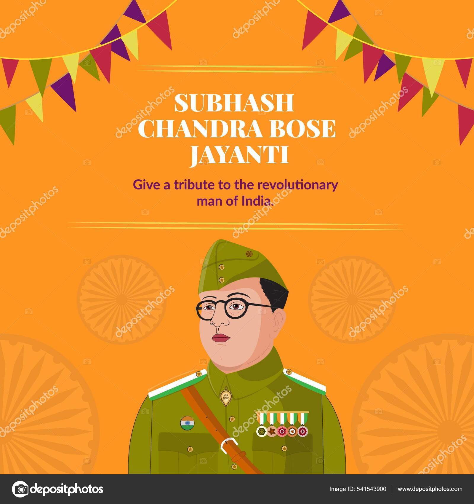 Subhash Chandra Bose Jayanti Banner Plantilla Diseño Vector de Stock de ...