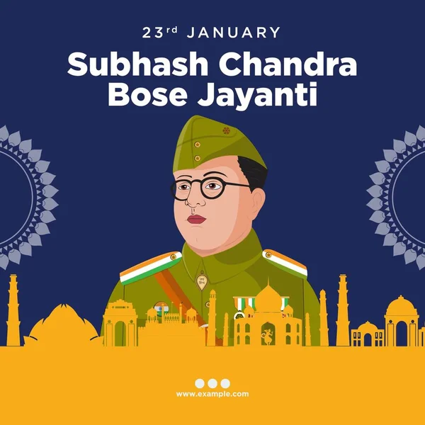 Subhash Chandra Bose Jayanti Banner Plantilla Diseño Vector de Stock de ©F1Digitals 541543900