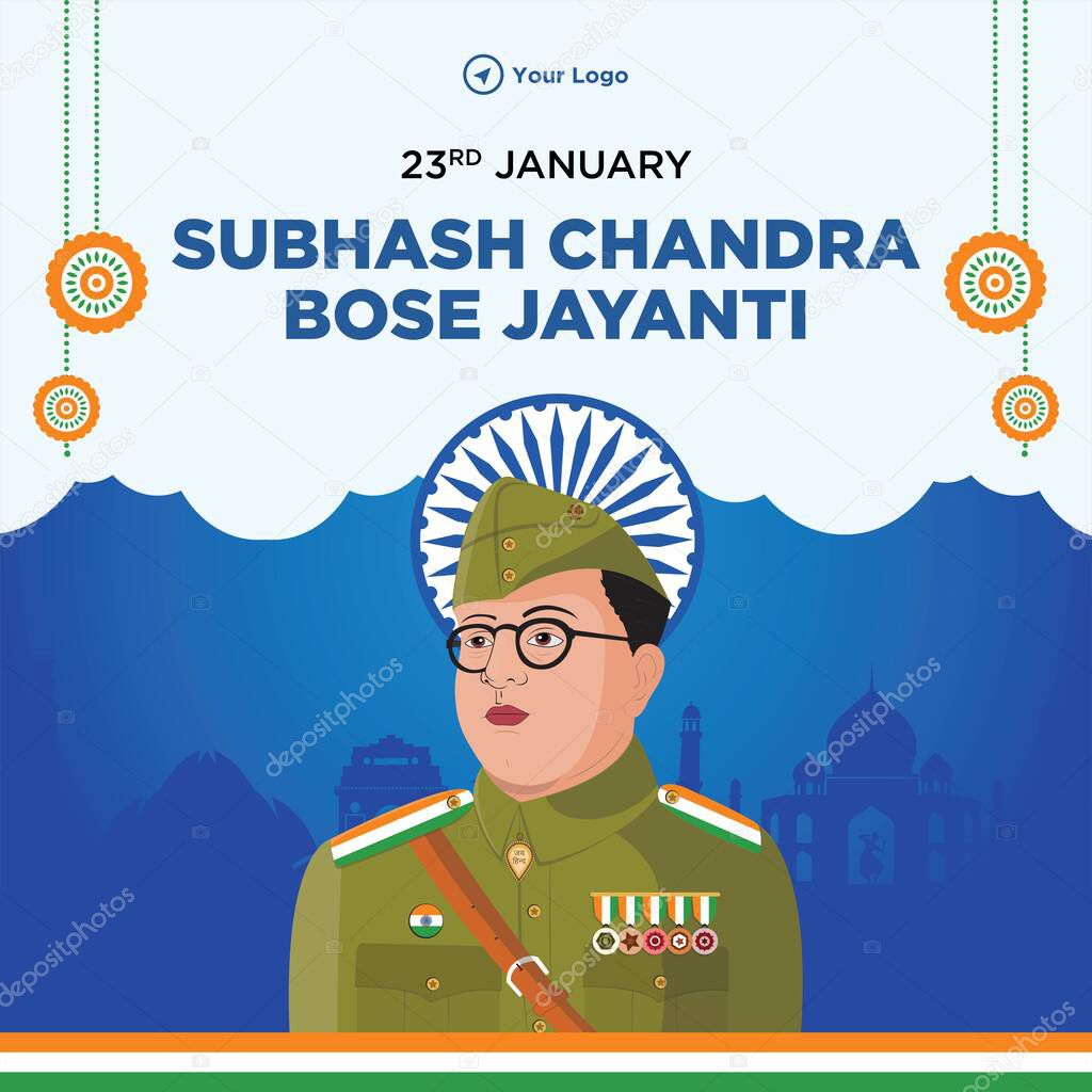 Subhash chandra bose jayanti banner plantilla de diseño. 2024