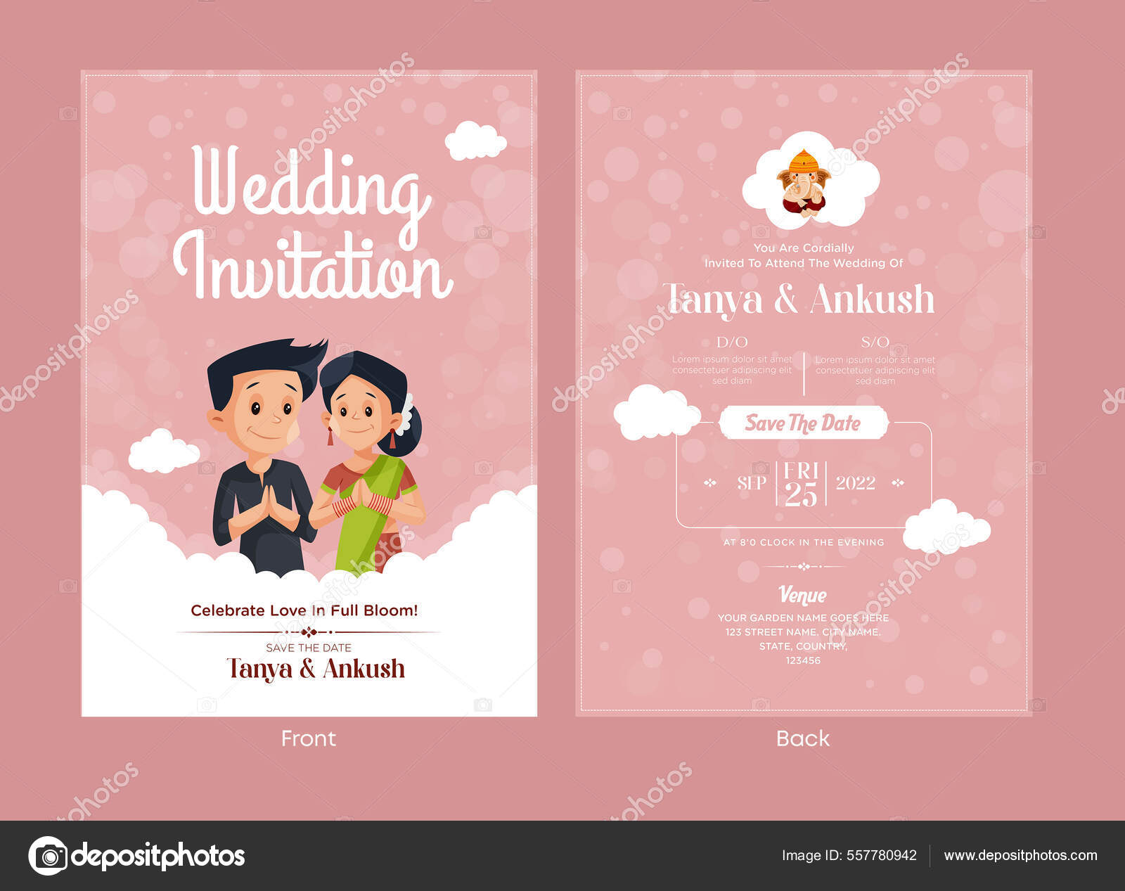 Indiska Bröllop Inbjudan Kort Mall Design vektor av ©F1Digitals 557780942