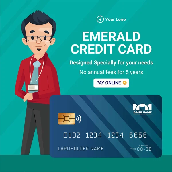 Banner Design Switch Emerald Master Card Cartoon Style Template Vector ...