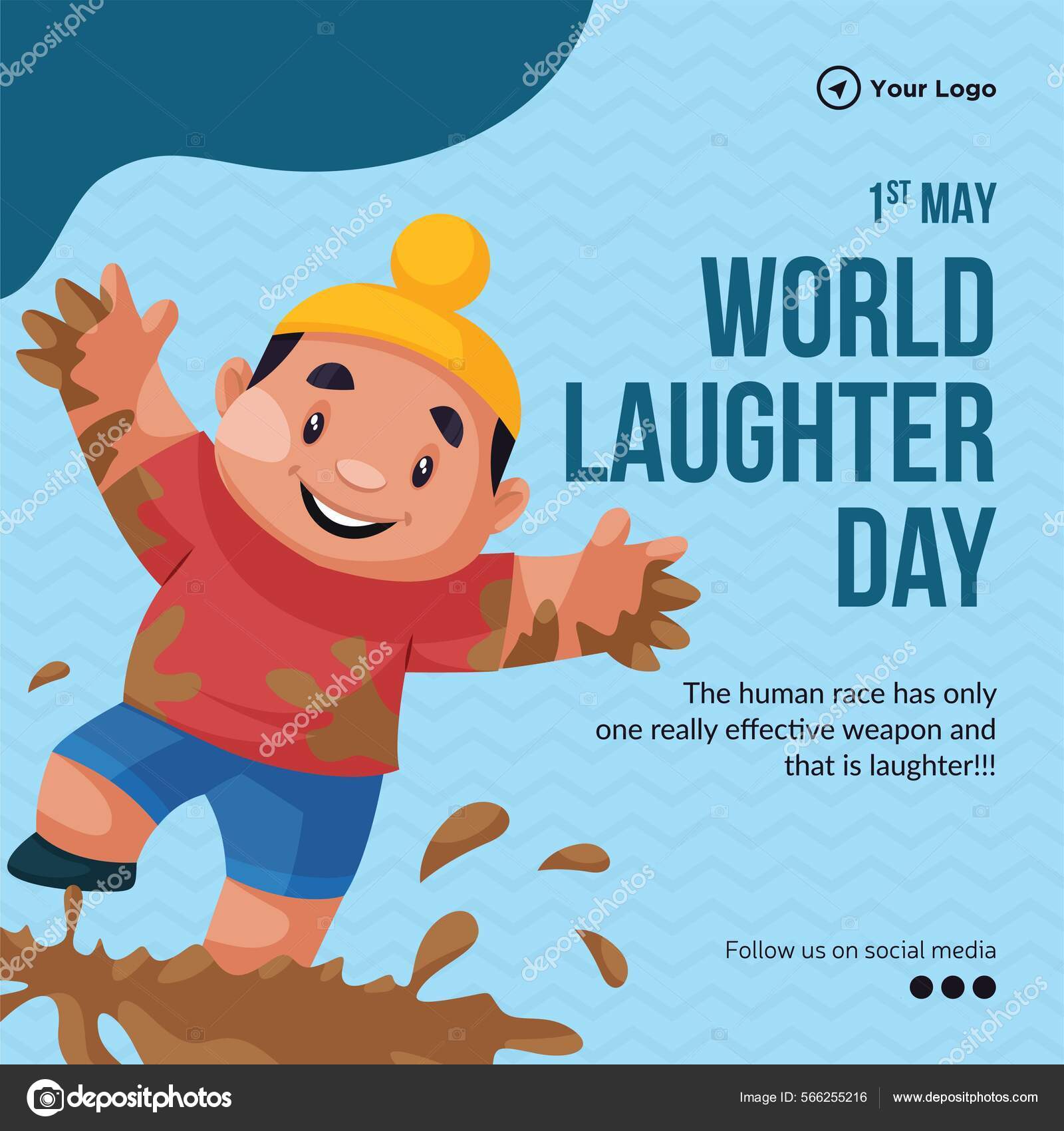Banner Design World Laughter Day Cartoon Style Template Vetor de ...