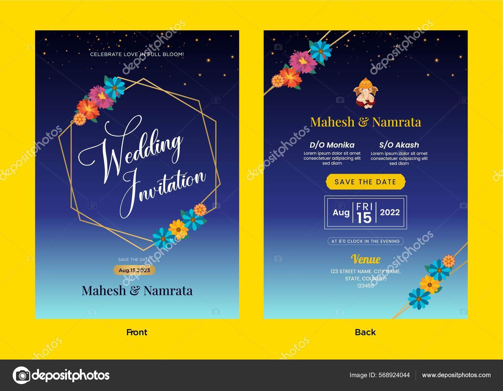 Beautiful Indian Wedding Invitation Card Template Design Free ...