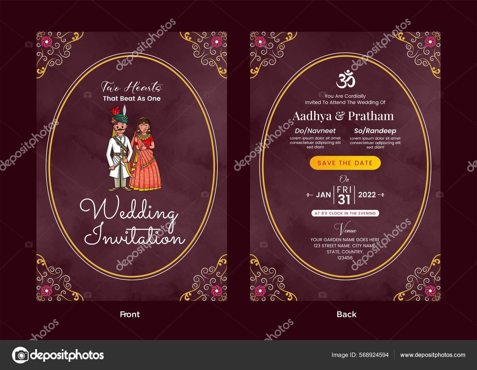 Pergamino De Invitación De Boda Tradicional Hindú