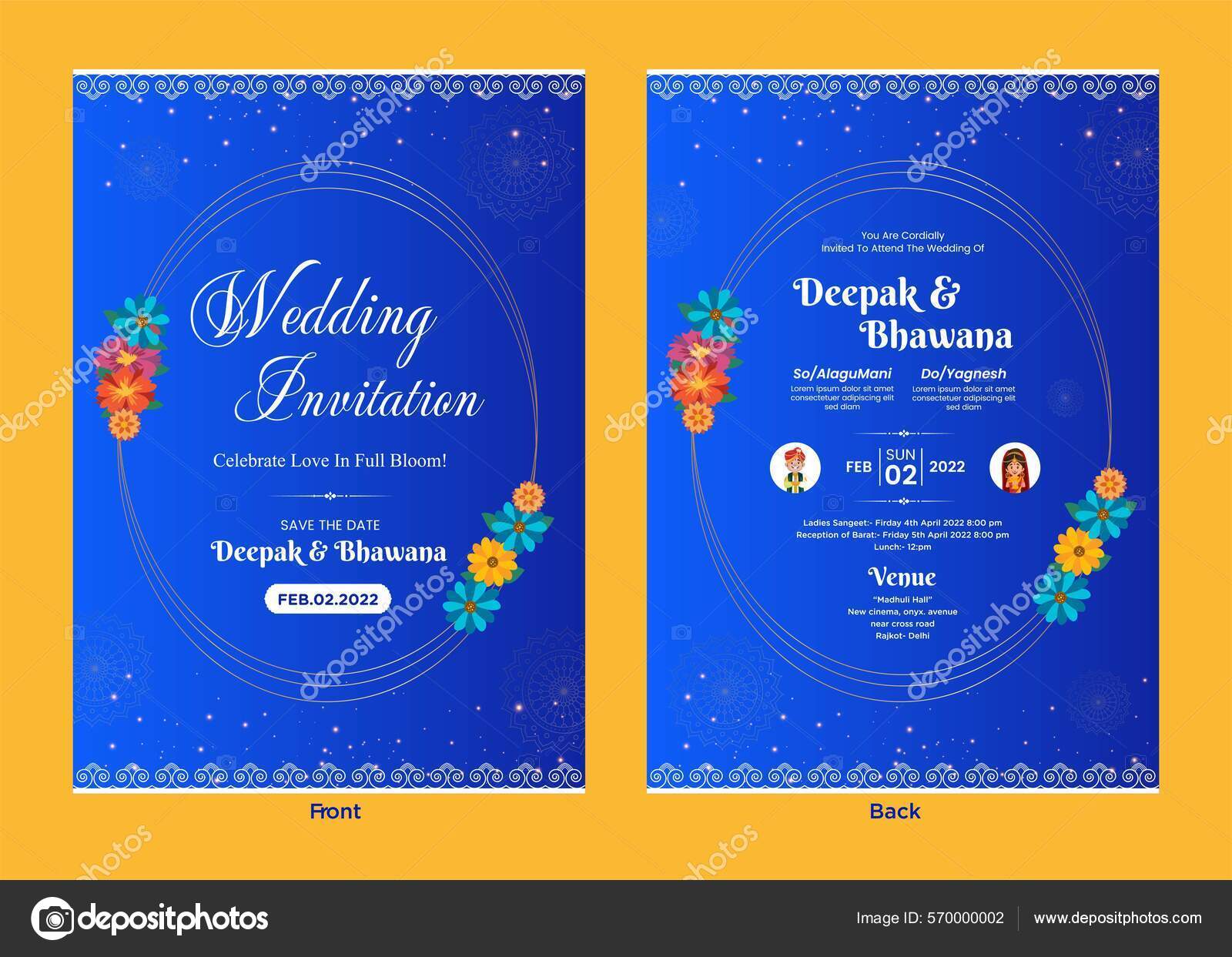 Vacker Indisk Bröllop Inbjudan Kort Mall Design vektor av ©F1Digitals ...