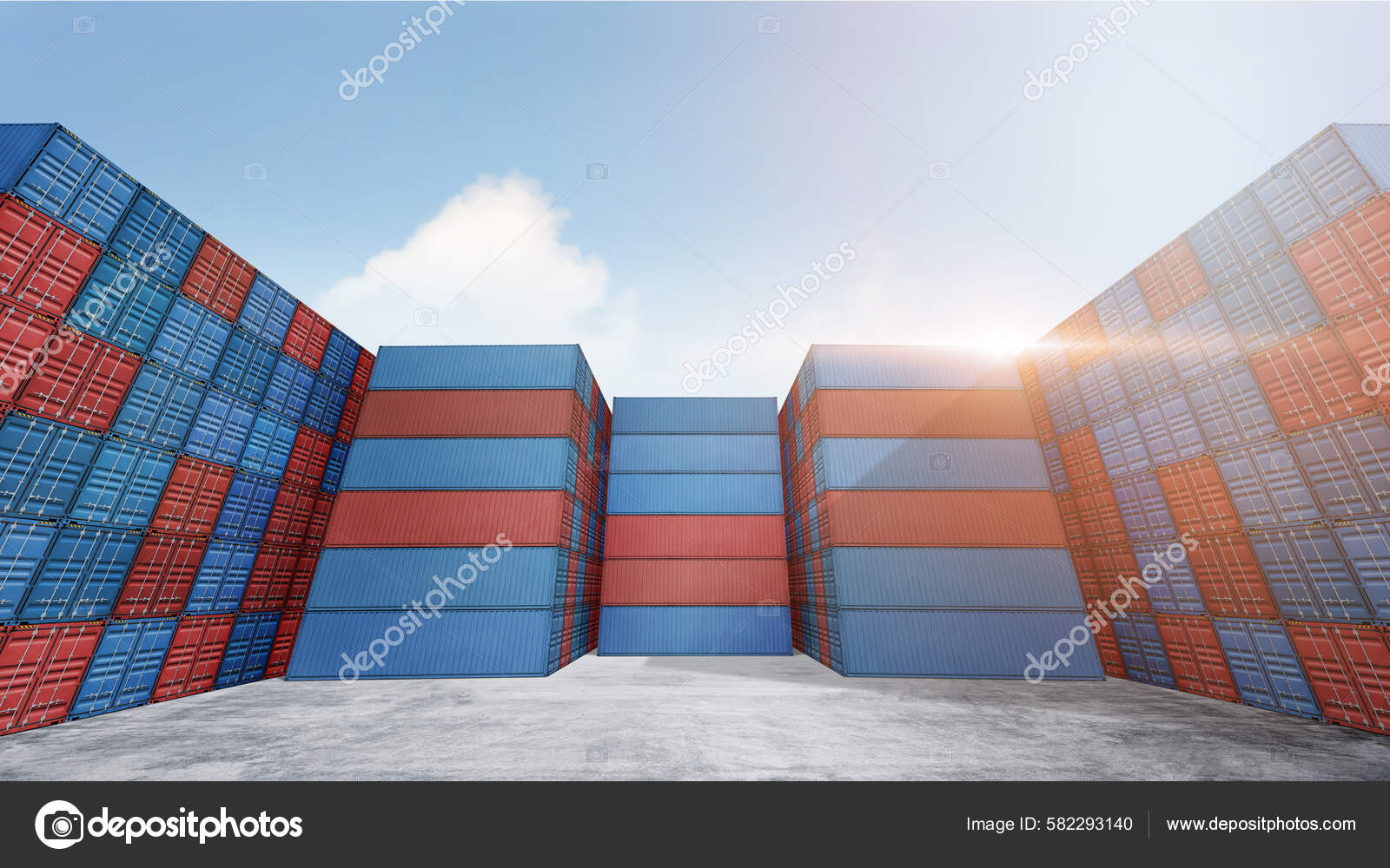 Stack Cargo Containers Box Port Shipping Yard Background Containers ...