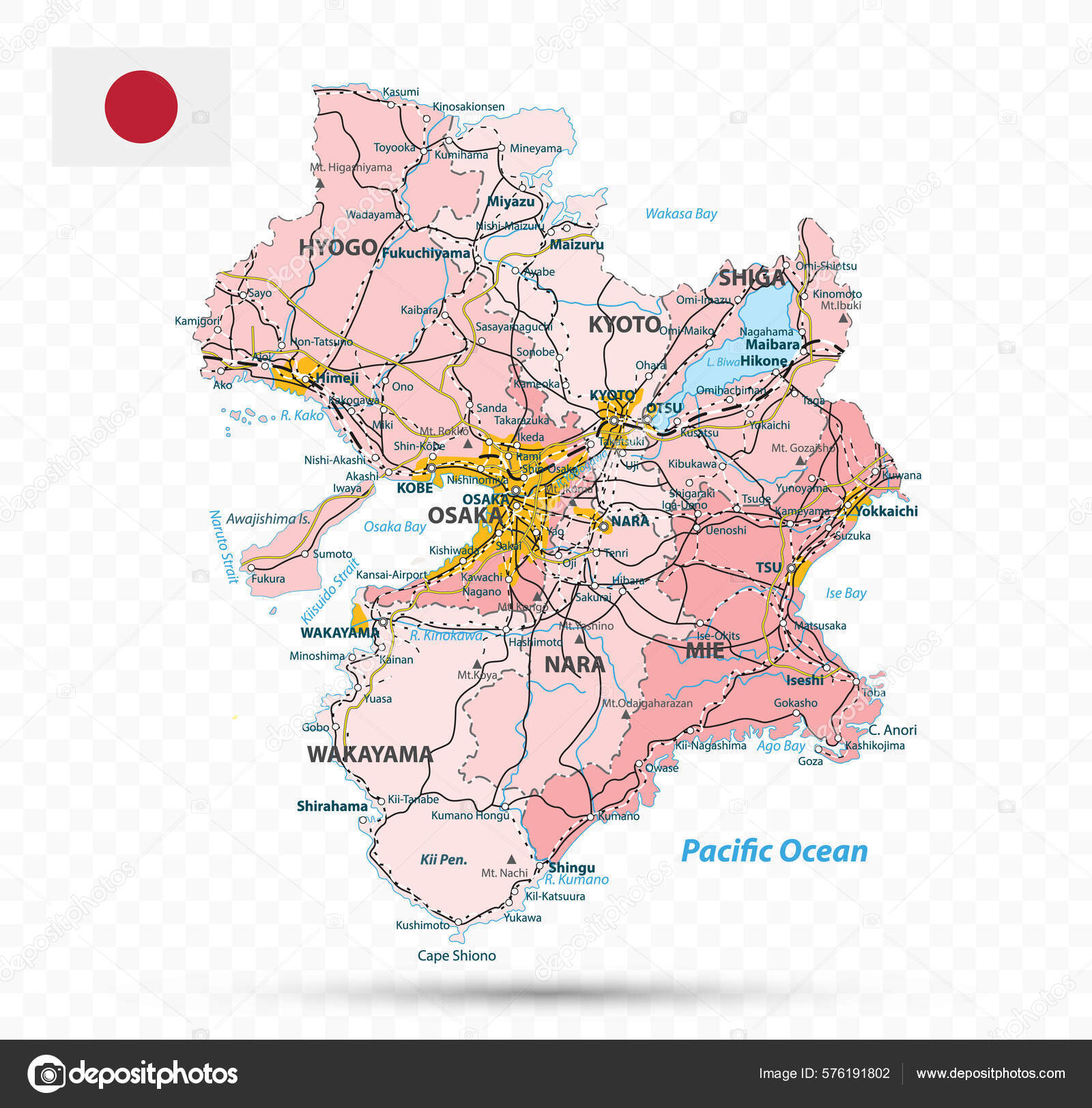 Kinki Map Map Japan Prefecture Vector Illustration Stock Vector Image ...