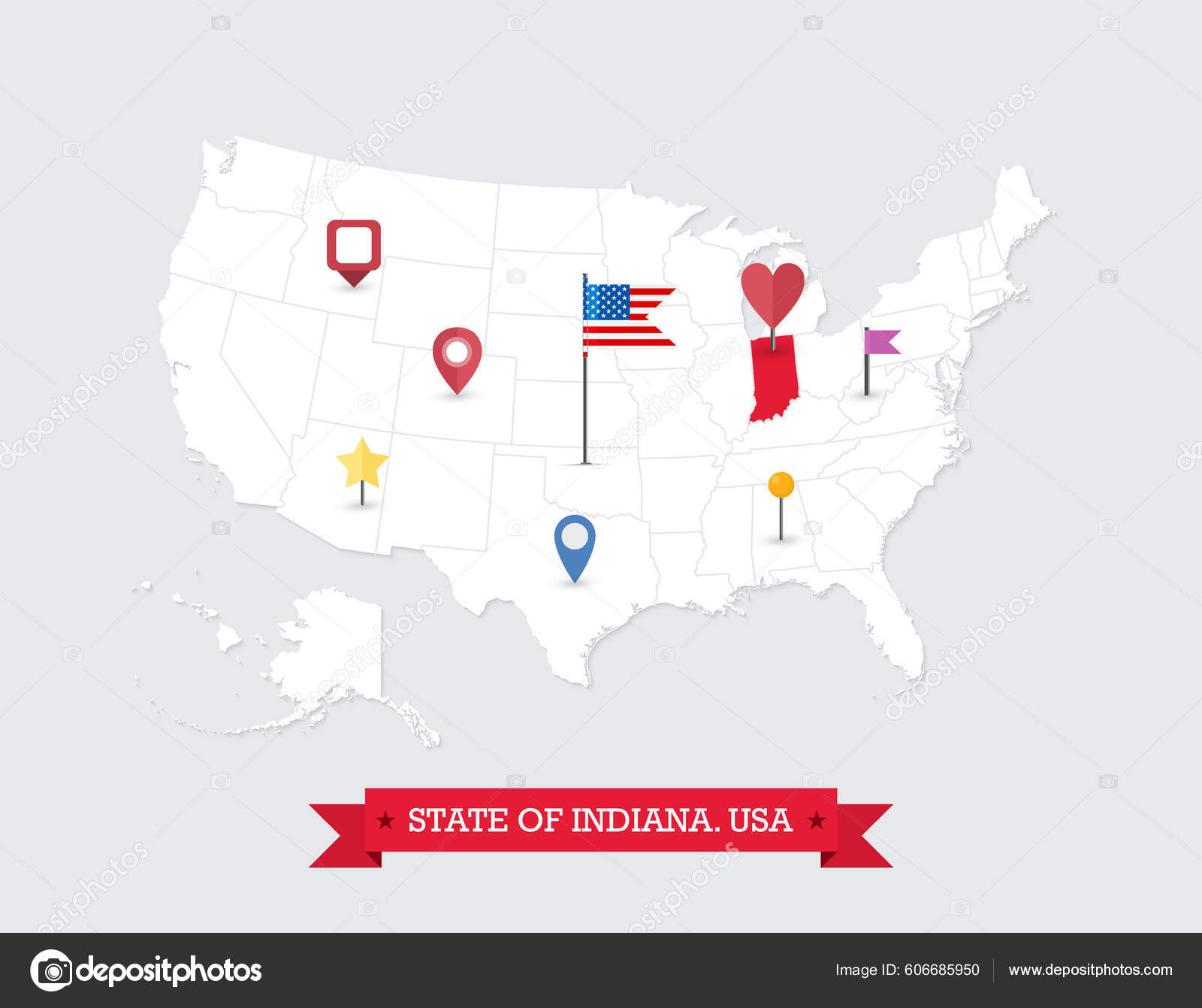Mapa Estado Indiana Destacado Mapa Dos Eua Indiana Mapa Estados imagem ...