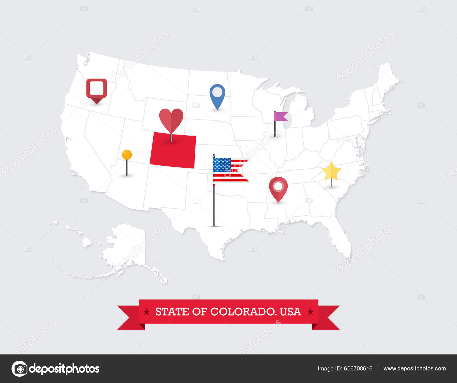 Colorado State Map Highlighted Usa Map Inglés Colorado Mapa Estados ...