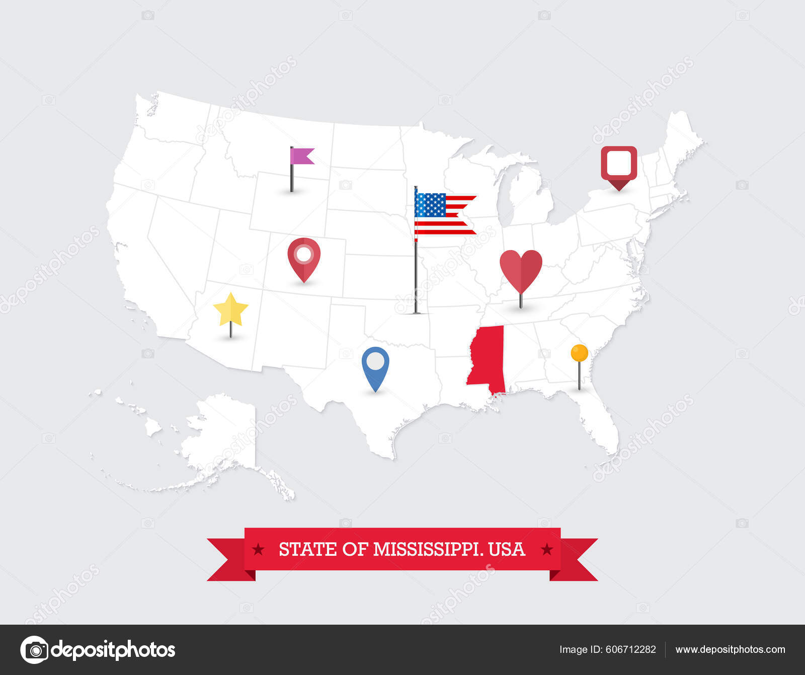 Mapa Del Estado Mississippi Resaltado Mapa Usa Misisipi Mapa Estados ...