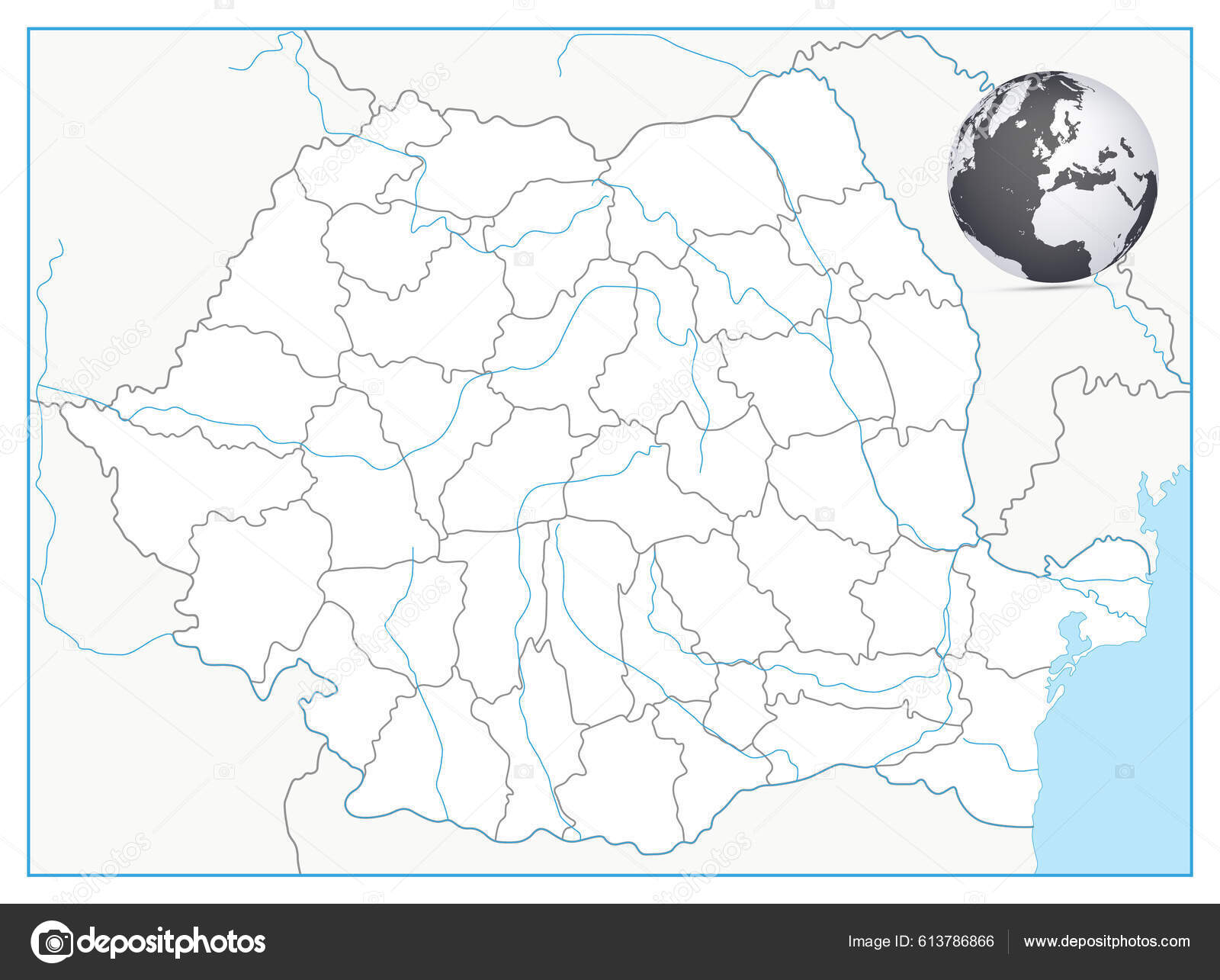 High Detailed White Map Romania Detailed Vector Illustration Romania ...