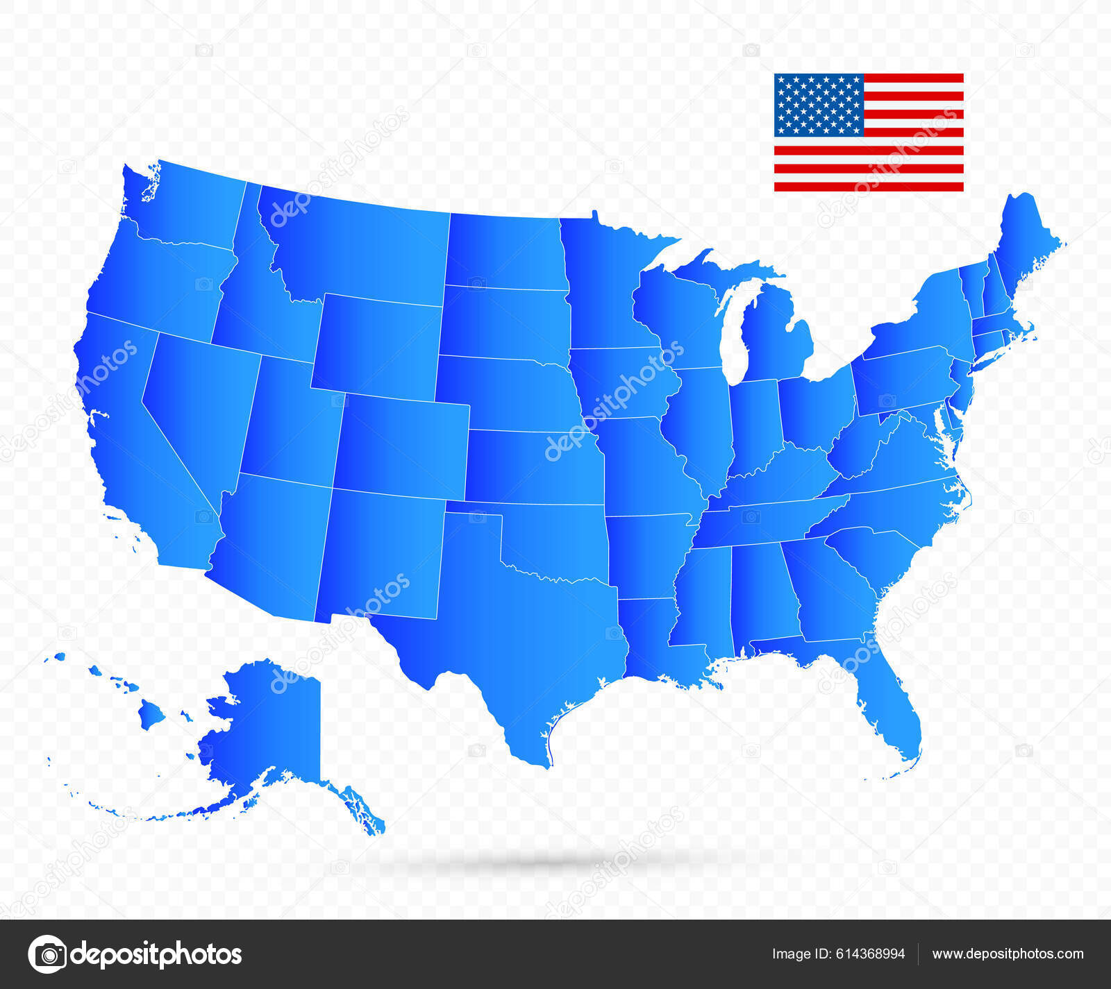 Usa Map Flag Transparent Background Gradient Filled Stock Vector by ...