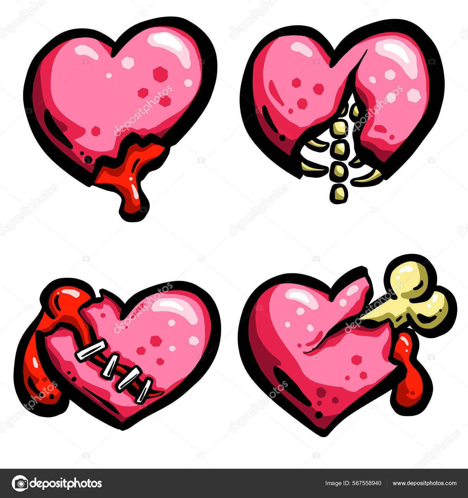 Zombie Cartoon Love Heart Blood Bones Stock Illustration by ...