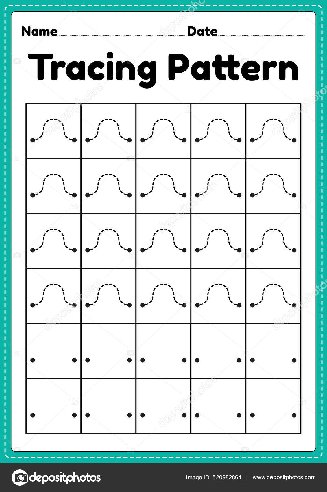 Tracing Pattern Wave Lines Worksheet Kindergarten Preschool Montessori ...