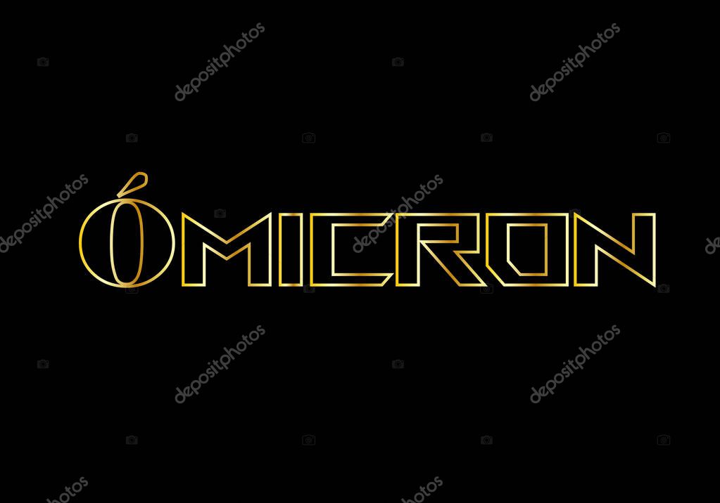 micrón, en texto con trazo de oro sobre fondo negro. Omicron variant ...