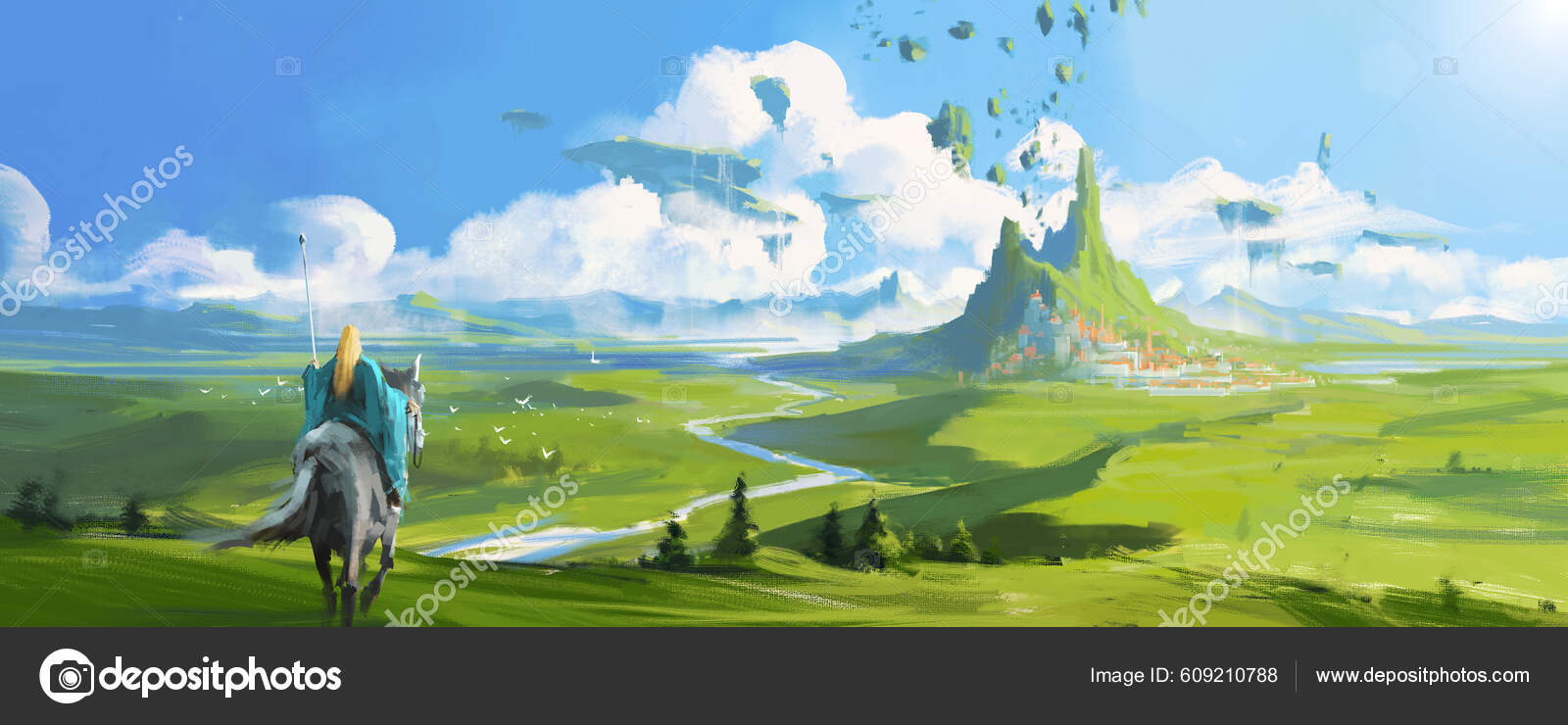 Fantasy Scene Wizard Horseback Illustration — Stock Photo © Liuzishan ...