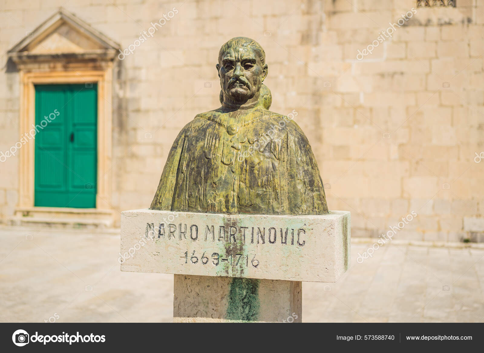 Marko Martinovic was a sailor and shipbuilder. Monument in Perast city ...