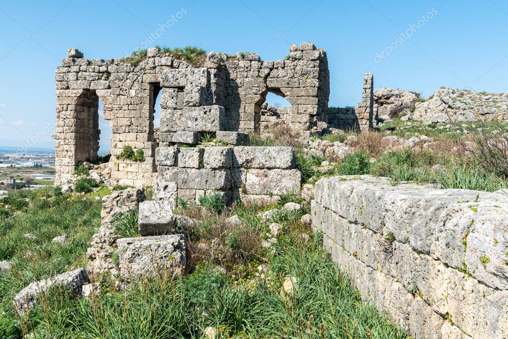 Ruinas de Silyon antigua ciudad en la provincia de Antalya de Turquía. 2023
