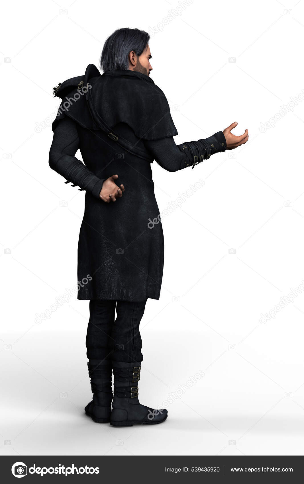 Handsome Brooding Urban Fantasy Style Male Character Standing His Back ...