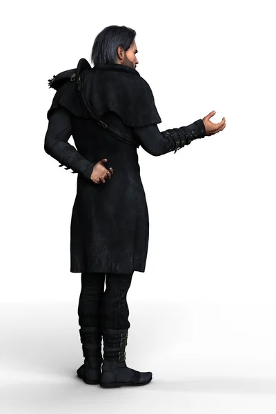 Handsome Dark Brooding Man One Hand His Back One Hand Stock Photo by ...