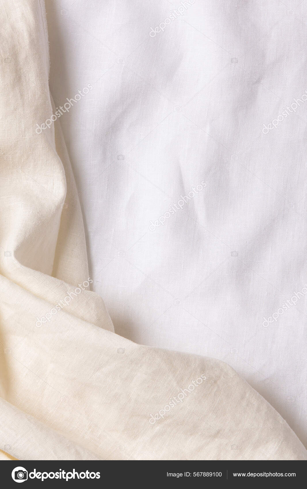 White crumpled linen fabric texture background. Natural linen organic ...