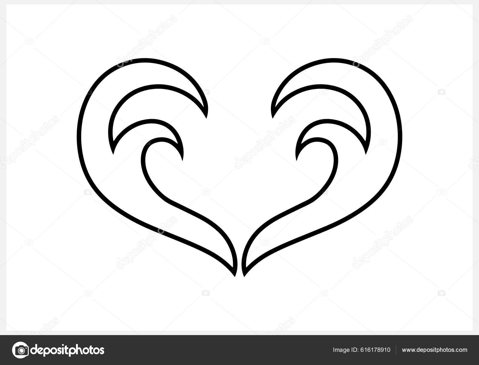 Curly Heart Outline