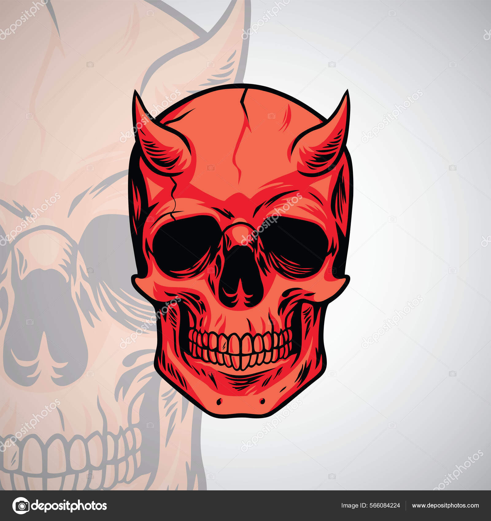 Image vectorielle Demon Head Skull Logo Design Vector Illustration Icon ...