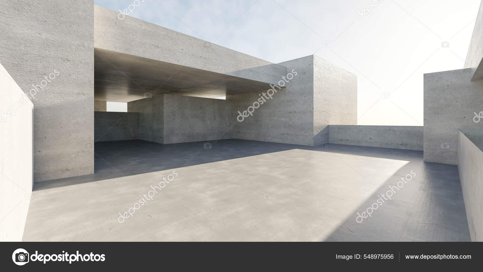 Concrete exterior architecture building environment with sky and sun ...