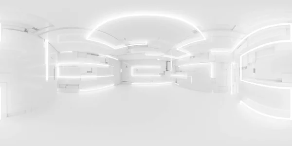 360 degree full panorama environment map of empty white production hall ...
