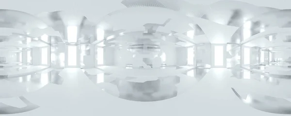 360 degree full panorama environment map of empty white production hall ...