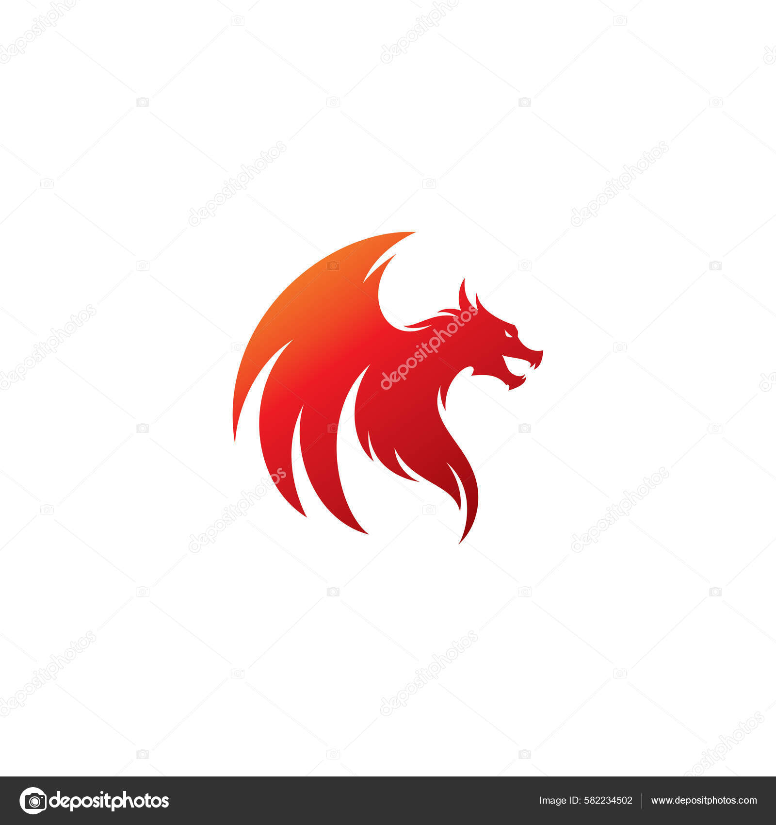 Ilustrasi Kepala Naga Dengan Warna Gradien Ikon Vektor Logo Naga Vektor ...