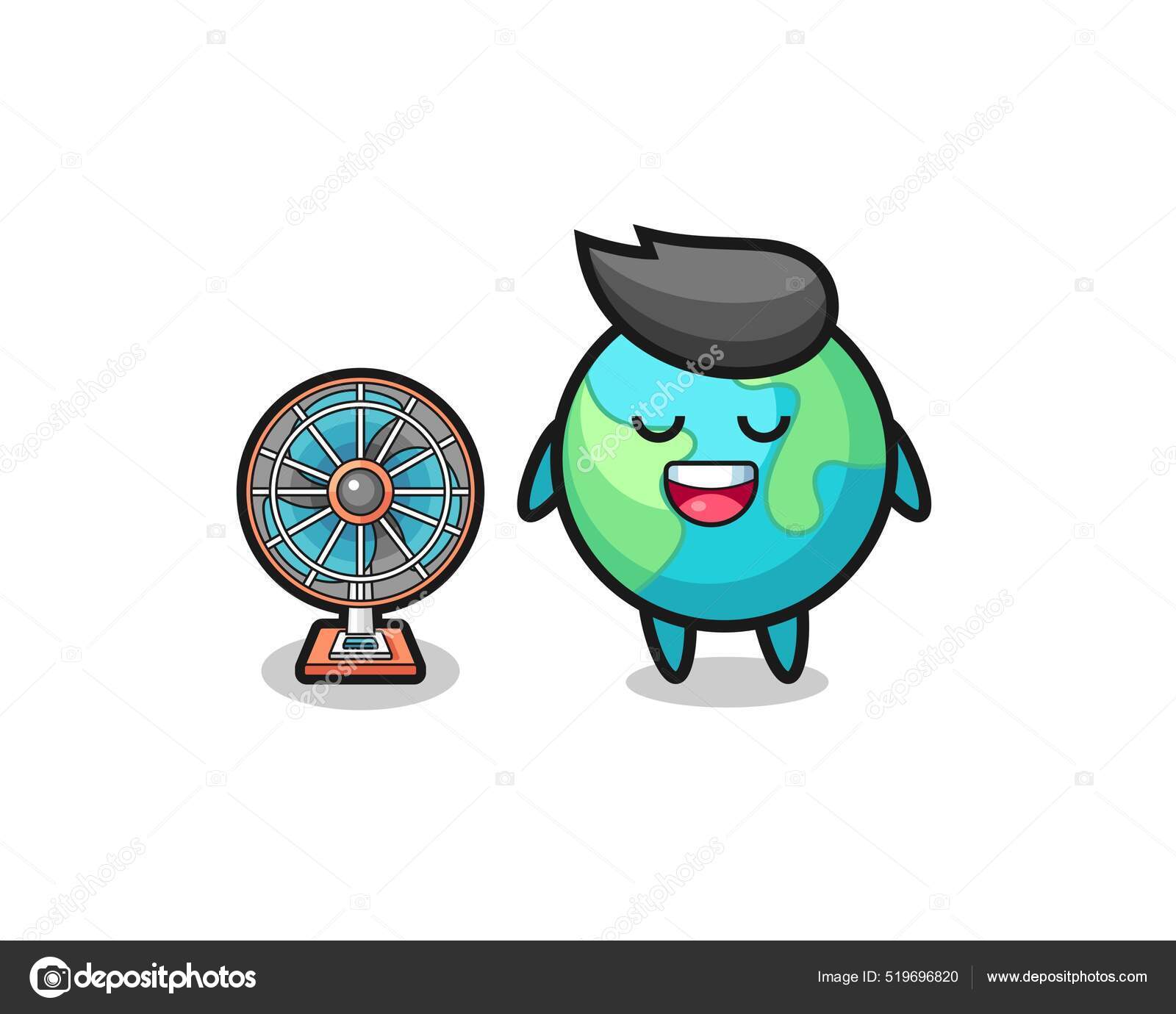 Cute Earth Standing Front Fan Cute Design Stock Vector by ©heriyusuf ...