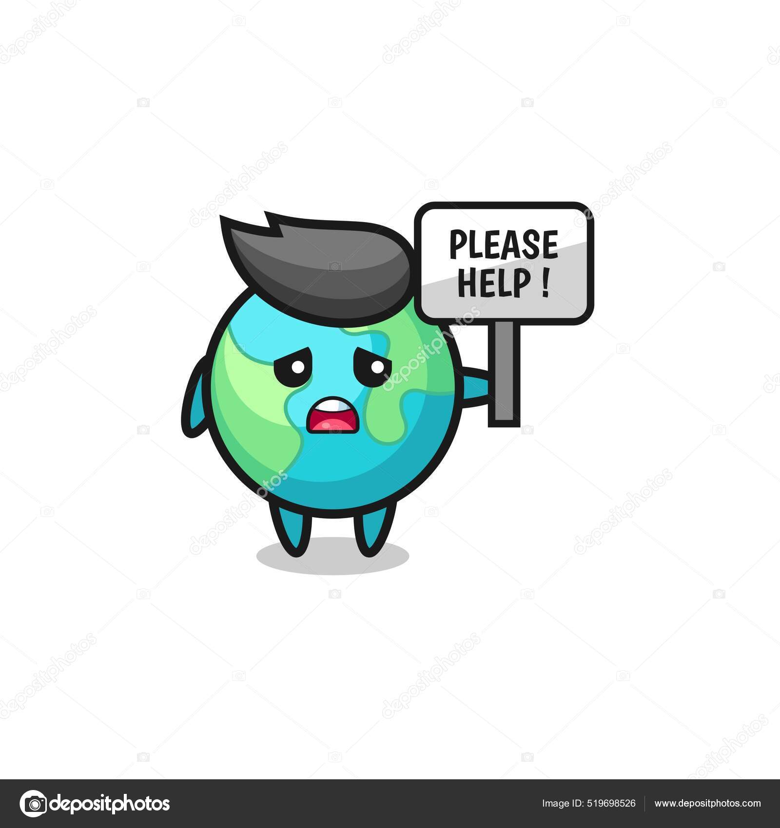 Cute Earth Hold Please Help Banner Cute Design Stock Illustration by ...