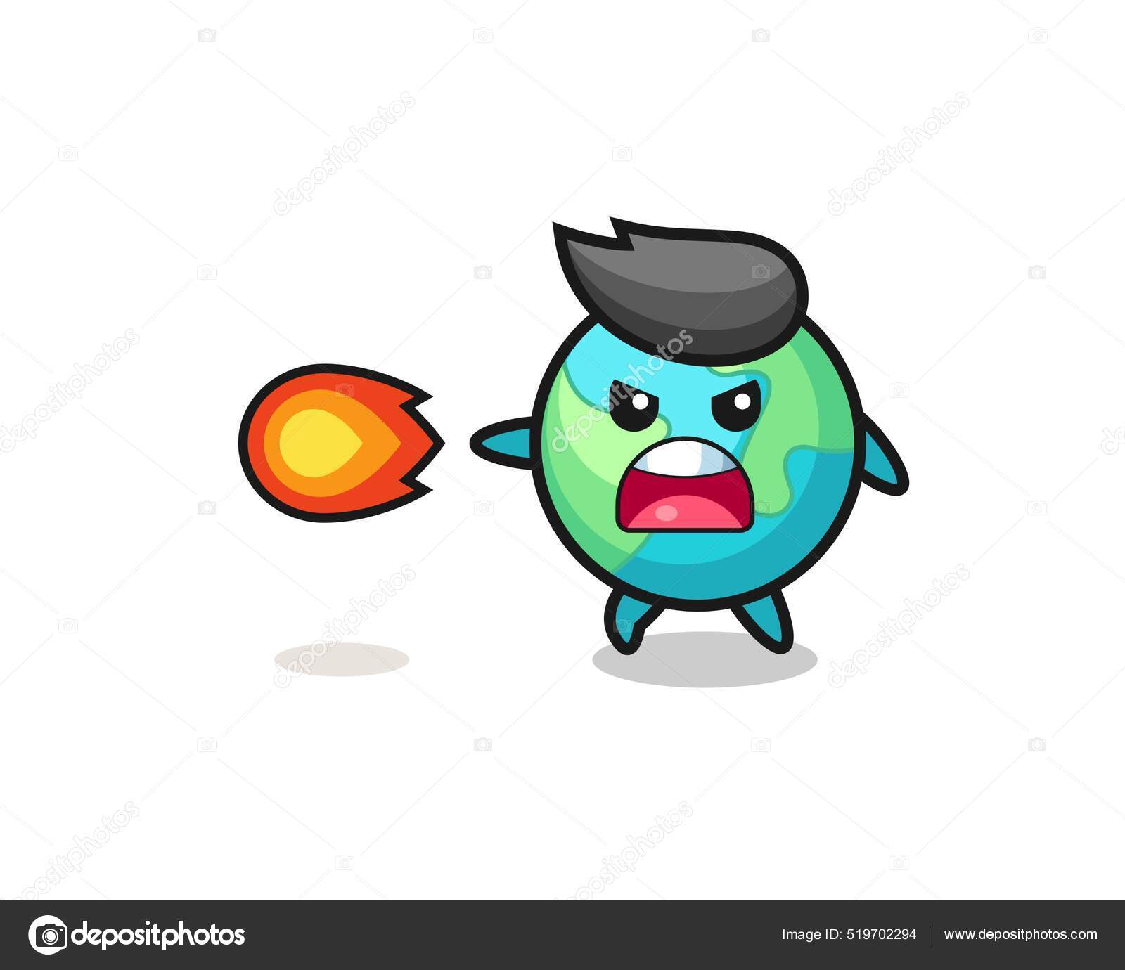 Cute Earth Mascot Shooting Fire Power Cute Design Stock Vector by ...