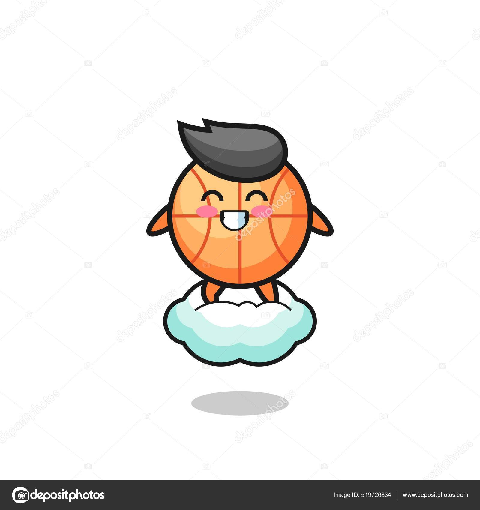 Cute Basketball Illustration Riding Floating Cloud Cute Design Stock ...