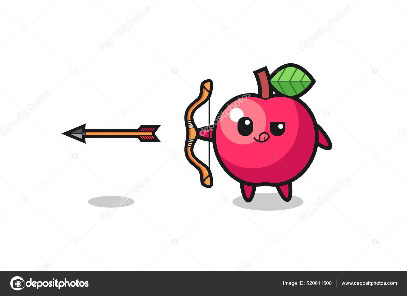 Illustration Apple Character Doing Archery Cute Design Stock Vector ...
