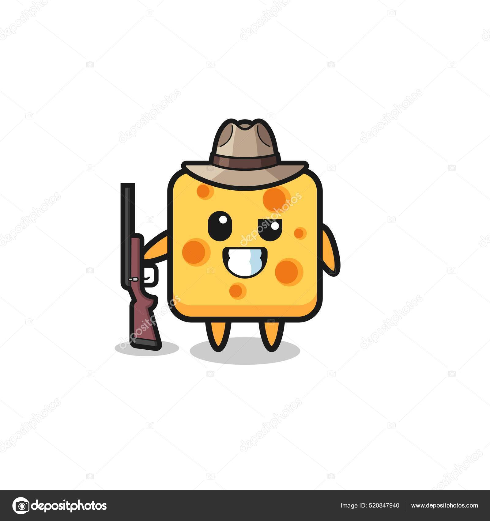 Cheese Hunter Mascot Holding Gun Cute Design Stock Vector by ©heriyusuf ...