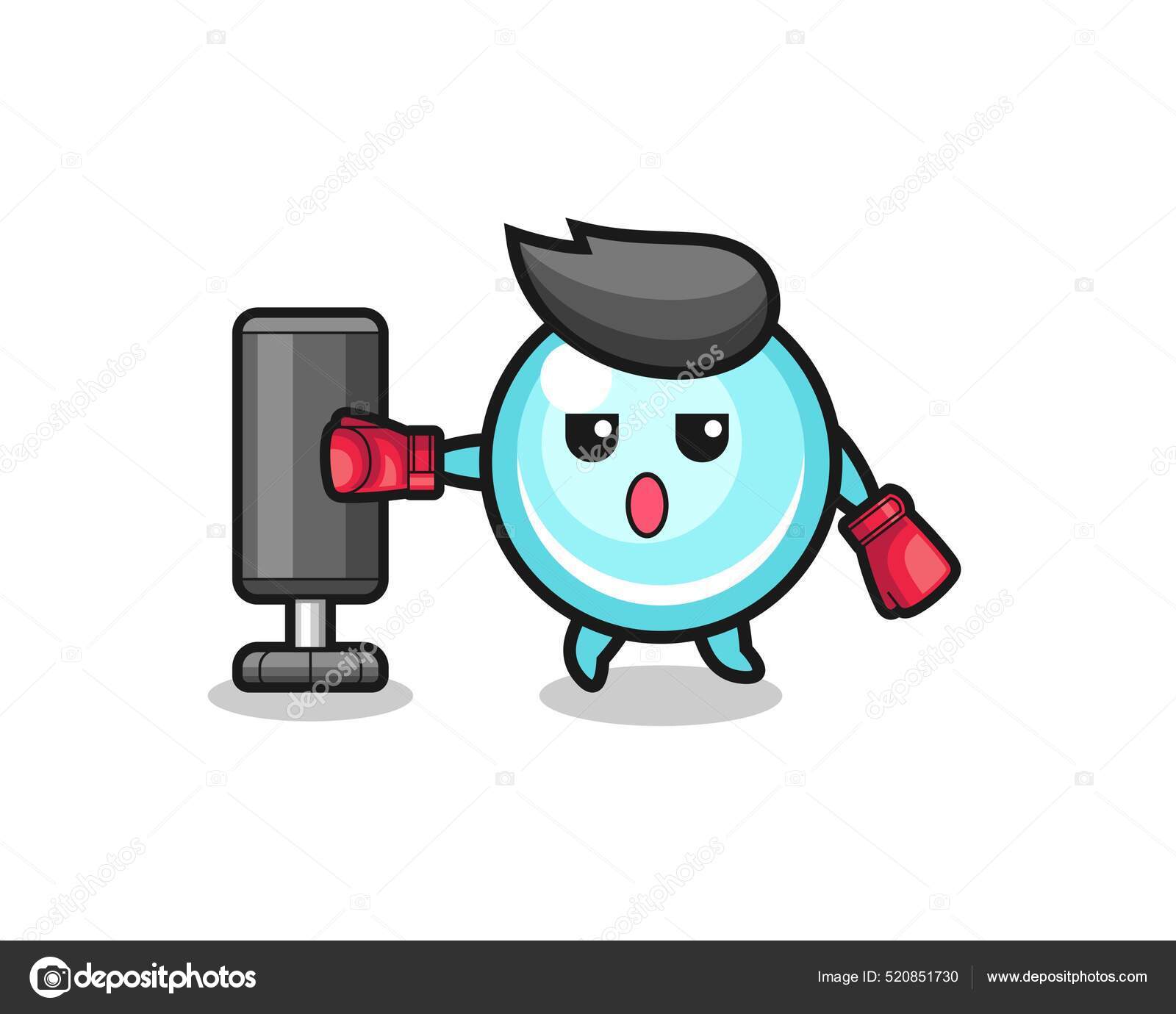 Bubble Boxer Cartoon Doing Training Punching Bag Cute Design Stock ...