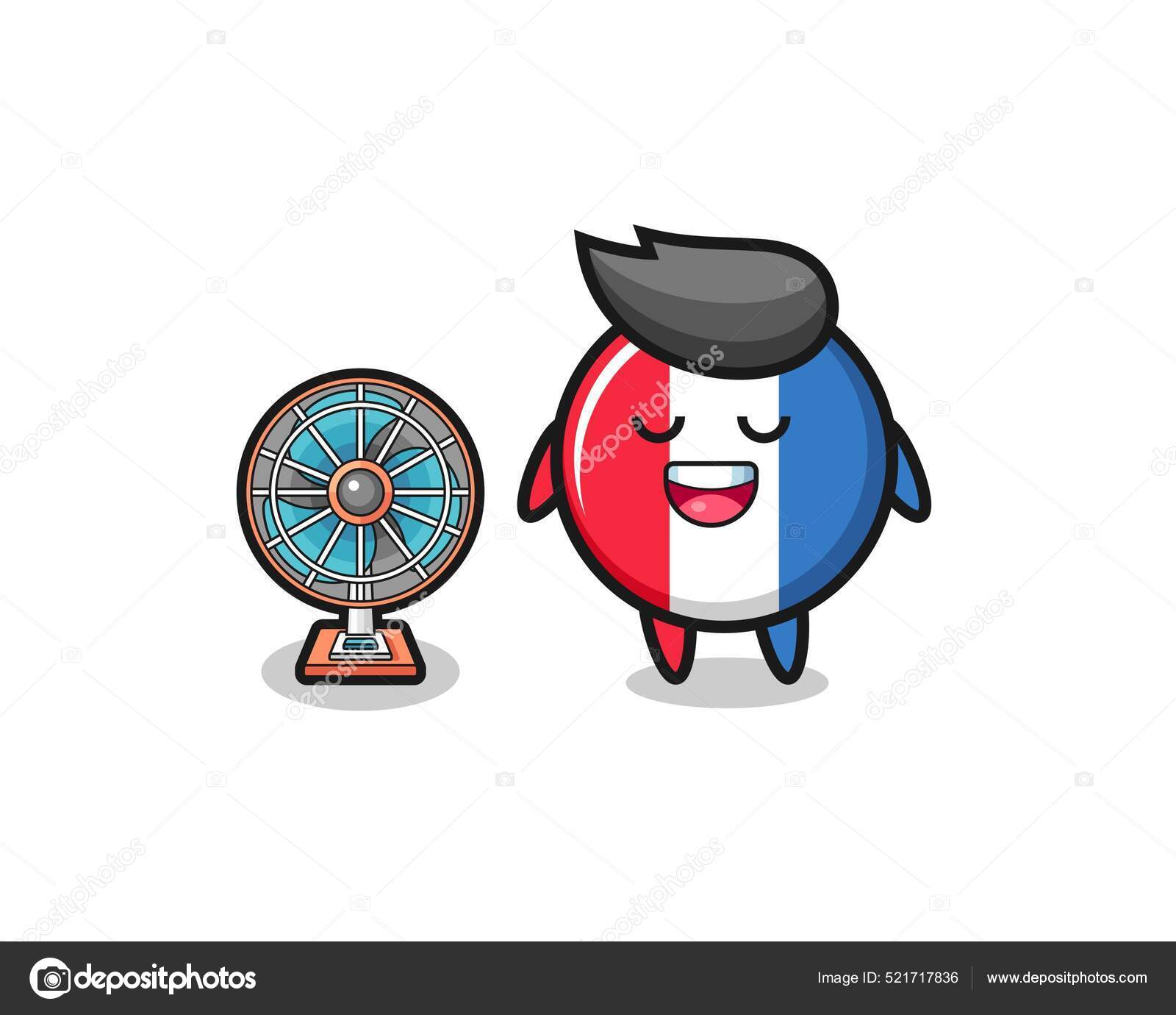 Cute France Flag Standing Front Fan Cute Design Stock Vector by ...