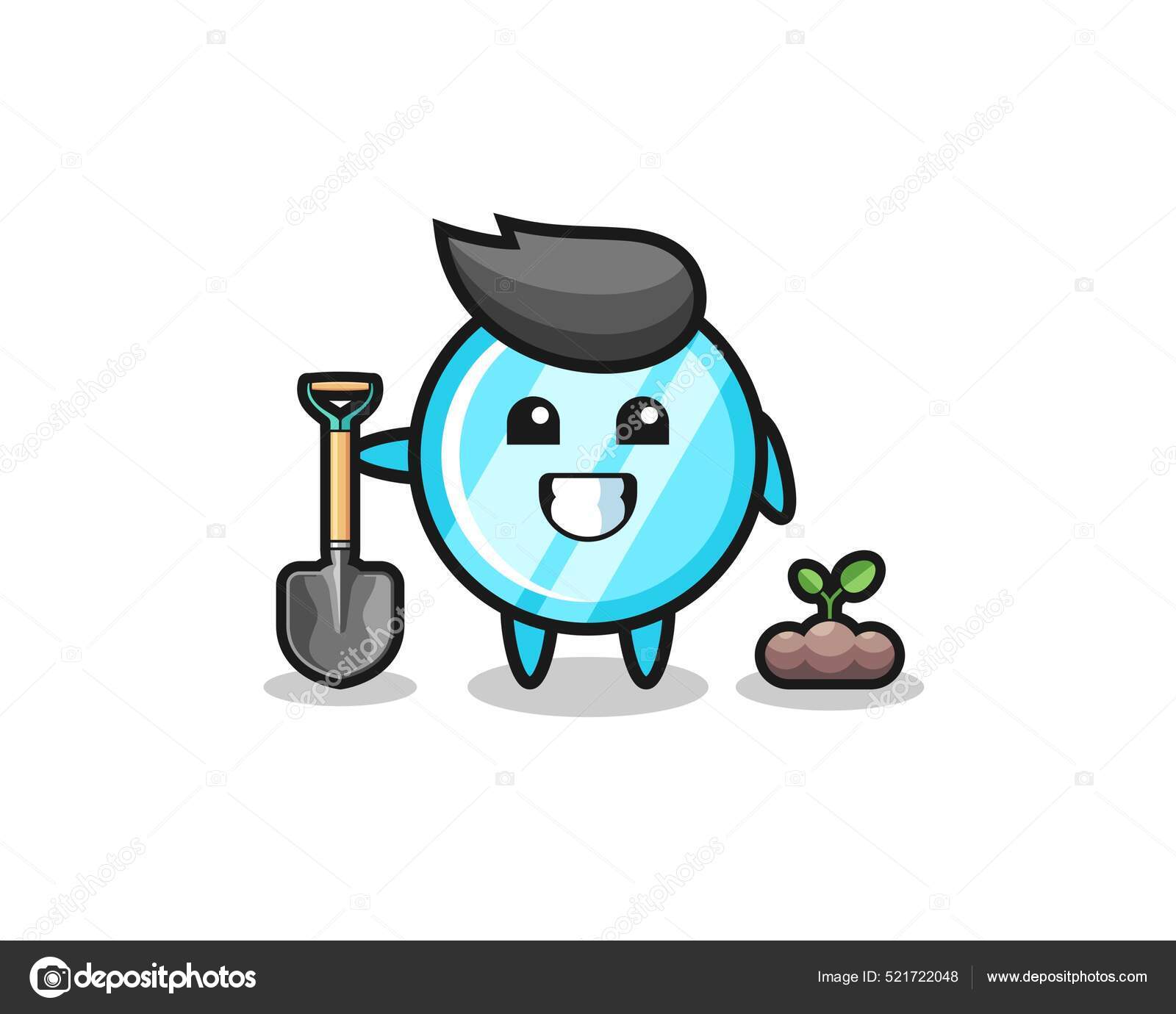 Cute Mirror Cartoon Planting Tree Seed Cute Design Stock Vector Image ...