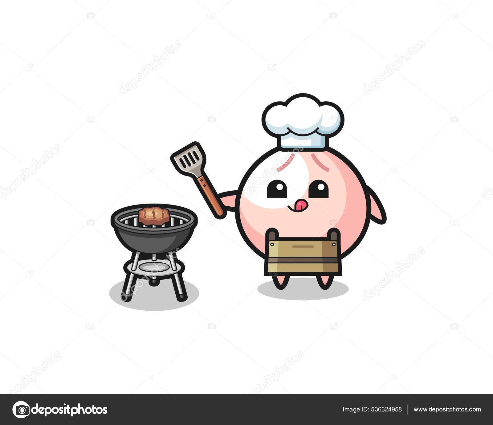 Meatbun Barbeque Chef Grill Cute Design Stock Vector Image by ...
