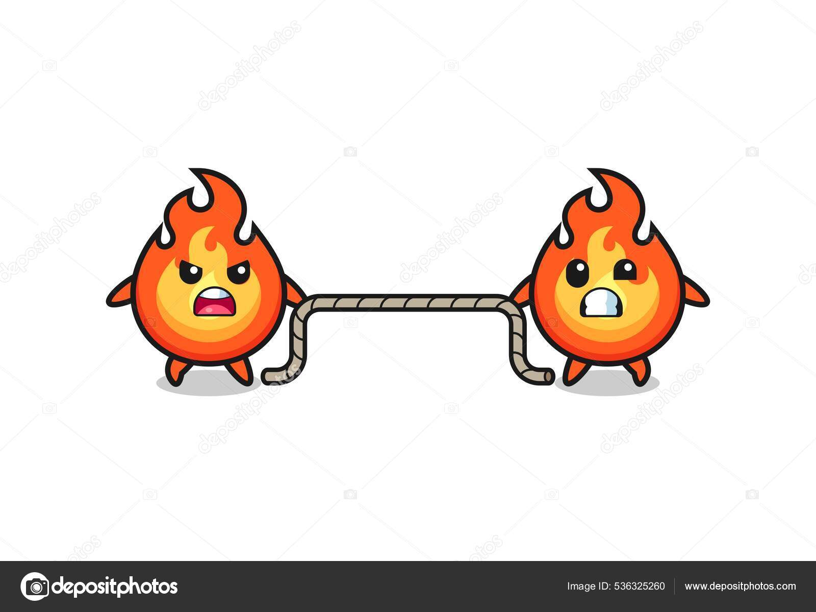 Cute Fire Character Playing Tug War Game Cute Design Stock Vector Image ...