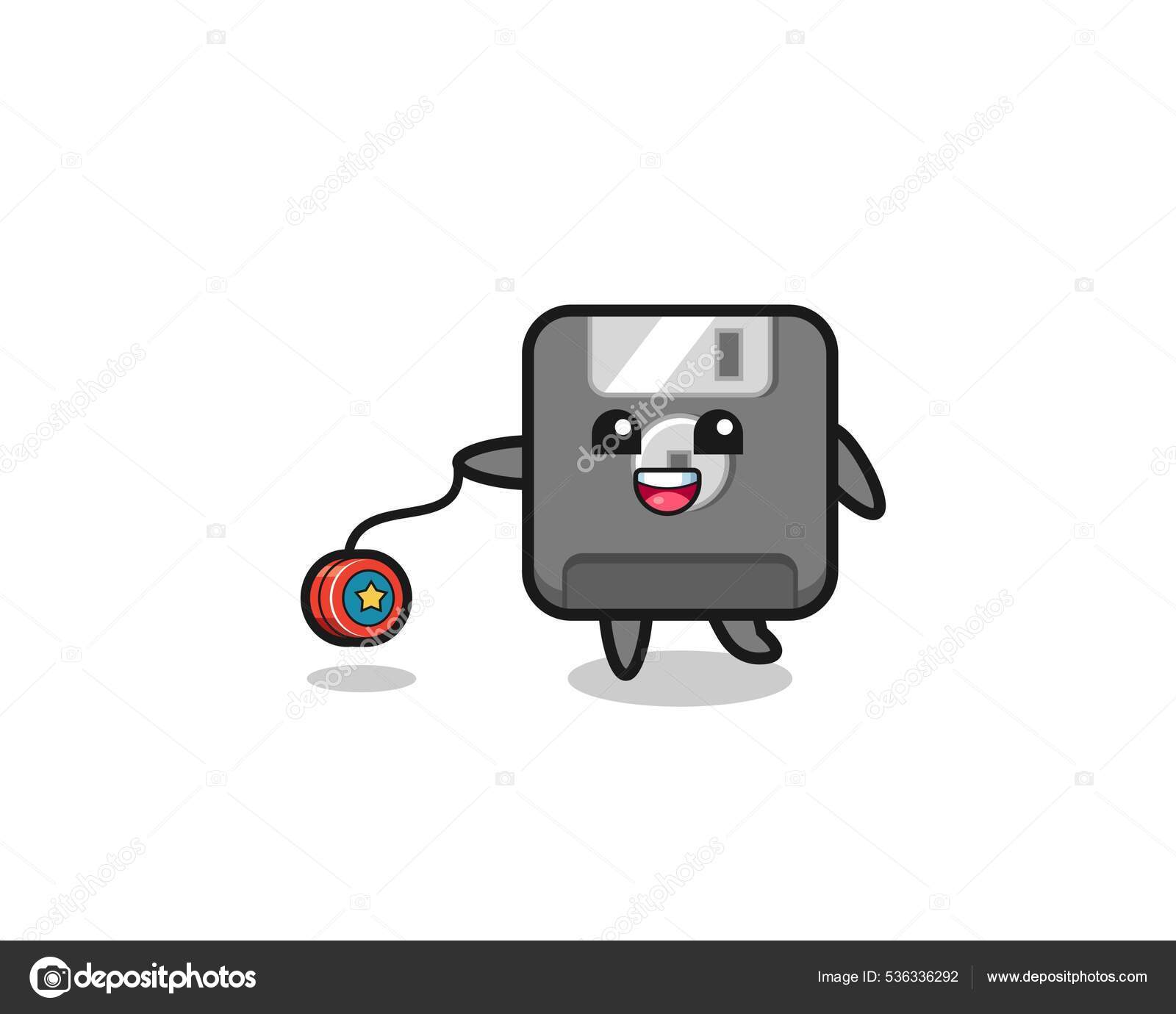 Cartoon Cute Floppy Disk Playing Yoyo Cute Design Stock Vector by ...