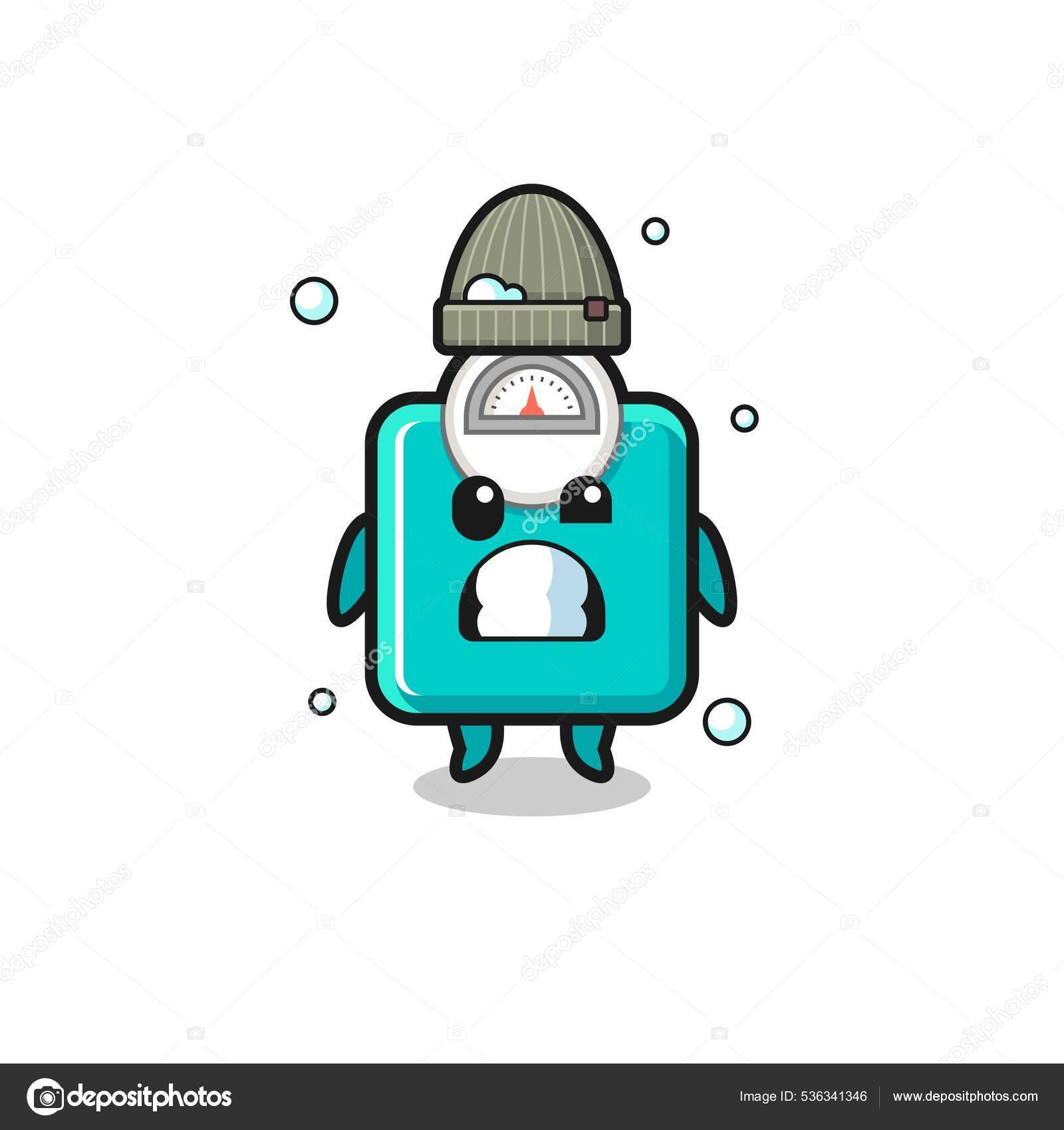 Cute Cartoon Weight Scale Shivering Expression Cute Design Stock Vector ...