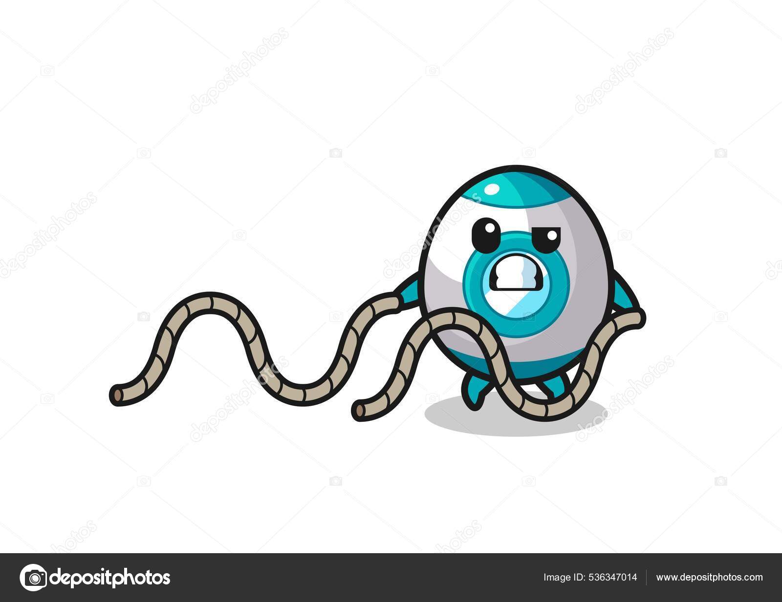 Illustration Rocket Doing Battle Rope Workout Cute Design Stock Vector ...