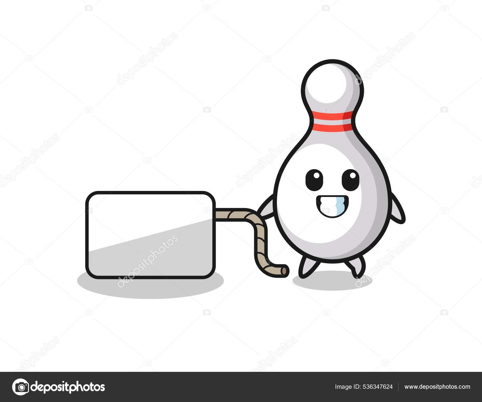 Caricatura Bolos Pin Está Tirando Una Pancarta Lindo Diseño Vector de ...