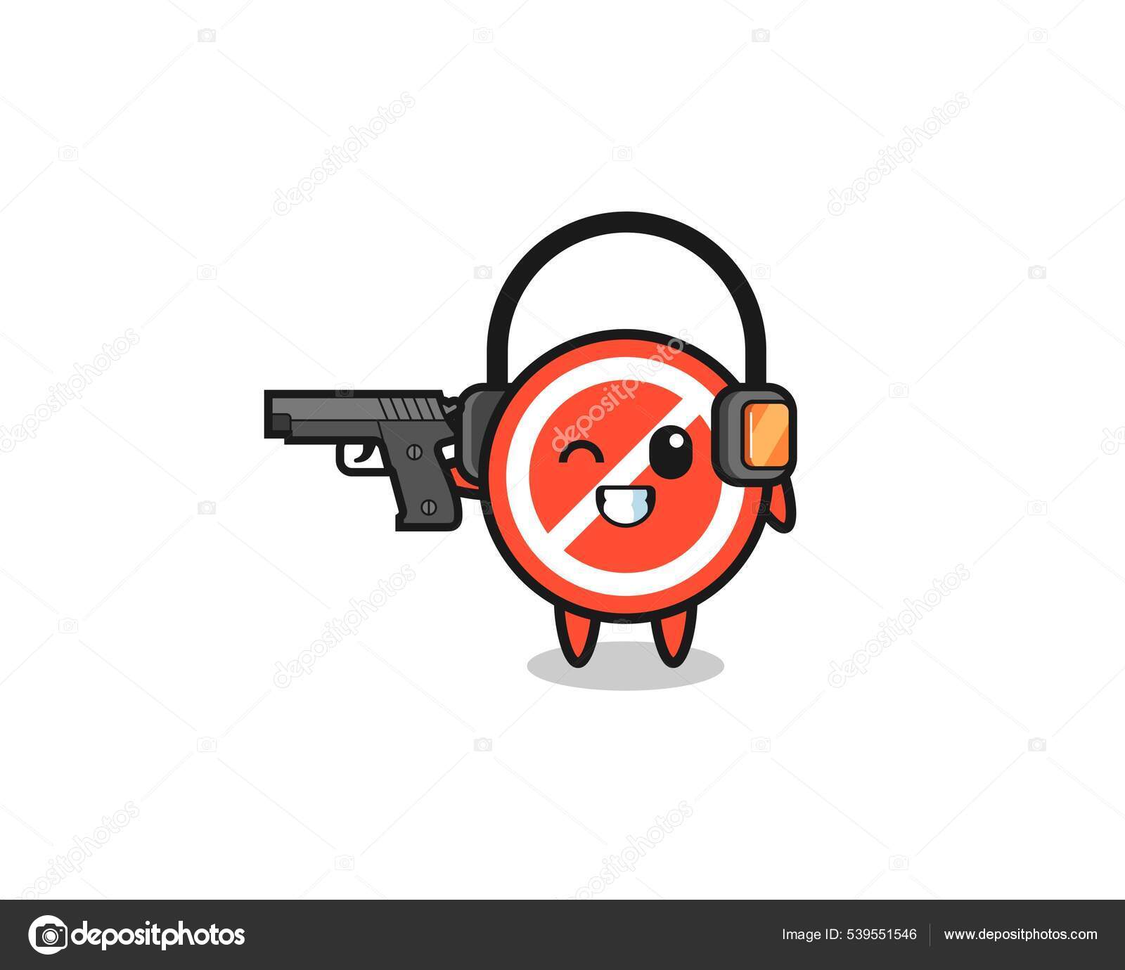 Illustration Stop Sign Cartoon Doing Shooting Range Cute Design Stock ...